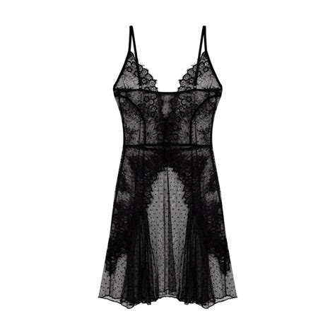 Black Mini Soft Lace Nightdress X Intima Wolf And Badger