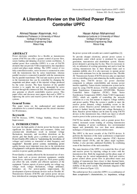 Pdf A Literature Review On The Unified Power Flow Controller Upfc