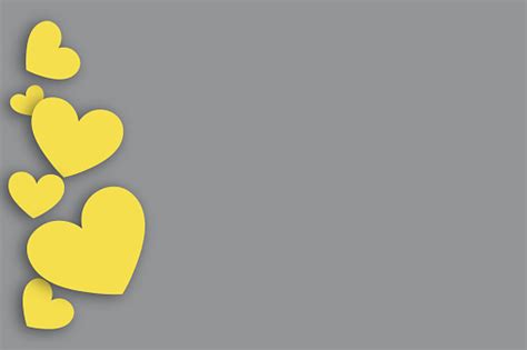 다양한 크기의 노란색 조명 하트와 궁극적 인 회색 배경 발렌타인 데이에 대한 일러스트 템플릿 배너 올해의 색상 트렌드 2021 2021년에 대한 스톡 벡터 아트 및 기타