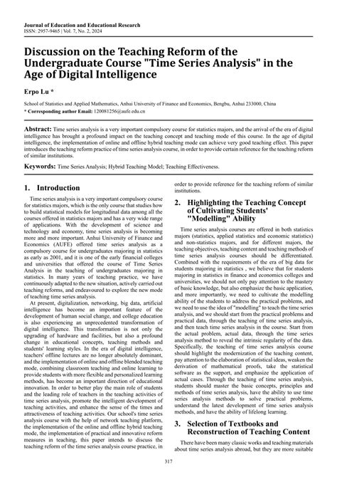 Pdf Discussion On The Teaching Reform Of The Undergraduate Course Time Series Analysis In