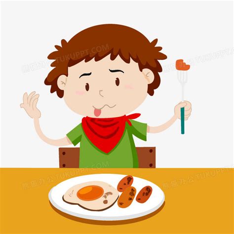 卡通小孩吃饭PNG图片素材下载 卡通PNG 熊猫办公