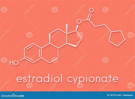 Estradiol Estrogen Female Sex Hormone Molecule Atoms Are Represented