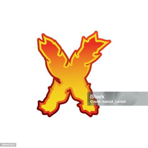 Tembakan Huruf X Huruf Font Api Karakter Alfabet Tato Alfabet Tanda Berapiapi Ilustrasi Stok