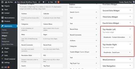 Adding Widgets On Wordpress Top Header Visualmodo Guides