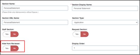 Can I Show Or Hide Any Specific Sections And Questions From The Reviewers Communityforce