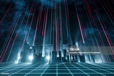 3d 렌더링 미래 도시 일러스트레이션 도시에 대한 스톡 사진 및 기타 이미지 도시 형광색의 네온 Istock