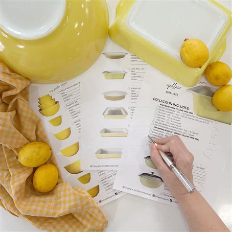 Yellow Pyrex Collectors Checklist By My Pretty Pyrex Instant Download Etsy