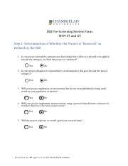 IRB Pre Screening Review Project Research And Human Subjects Course Hero