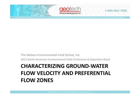 Pdf Characterizing Groundwater Flow Velocity And Preferential Flow Zones Dokumentips