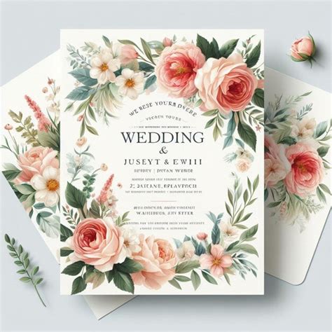 Premium Photo Floral Wedding Invitation Templates