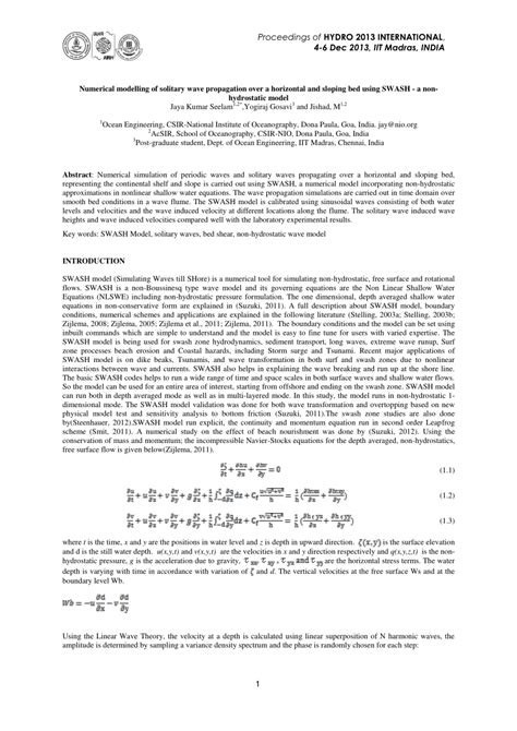 Pdf Numerical Modelling Of Solitary Wave Propagation Over A Horizontal And Sloping Bed Using