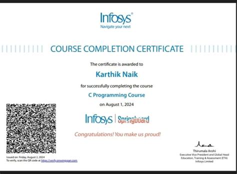 Karthik Naik On Linkedin I Am Excited To Share That I Have Received Completion In C Programing By