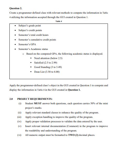 Question 2create A Programmer Defined Class With