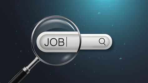 구직 개념입니다 작업 비문이 있는 검색 막대 근처의 돋보기 고용 및 모집 헤드헌팅 현실적인 벡터 일러스트 레이 션 개선에 대한 스톡 벡터 아트 및 기타 이미지 Istock