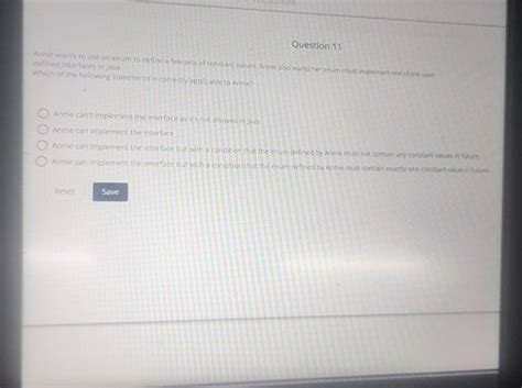 Question 11 Annie Wants To Use An Enum To Define A Few Sets Of Constant Values Annie Also Wants