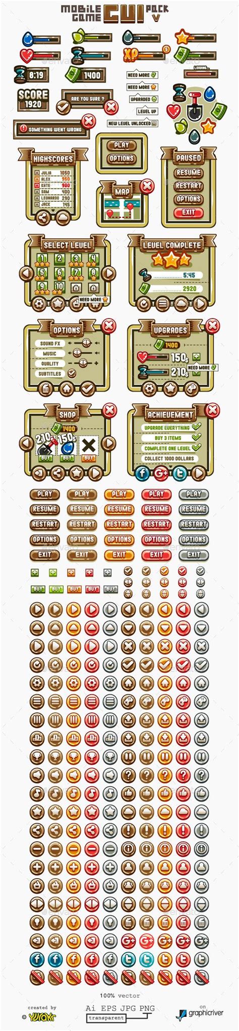 Mobile Game GUI Pack Game Gui Mobile Game Video Game Design