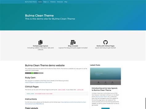 Showcase Bulma Clean Theme