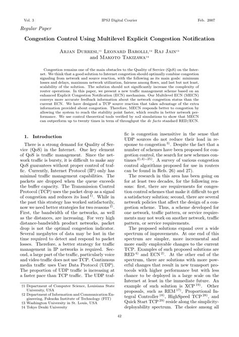 Pdf Congestion Control Using Multilevel Explicit Congestion Notification In Satellite