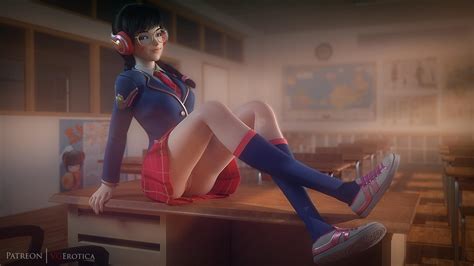 Rule 34 1girls 3d Academy D Va Alternate Costume Areolae Asian Autodesk Maya Black Hair