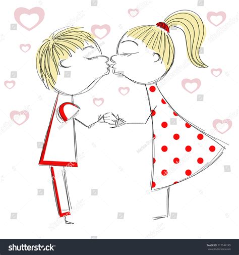 Картинка девочка целует мальчика для печати