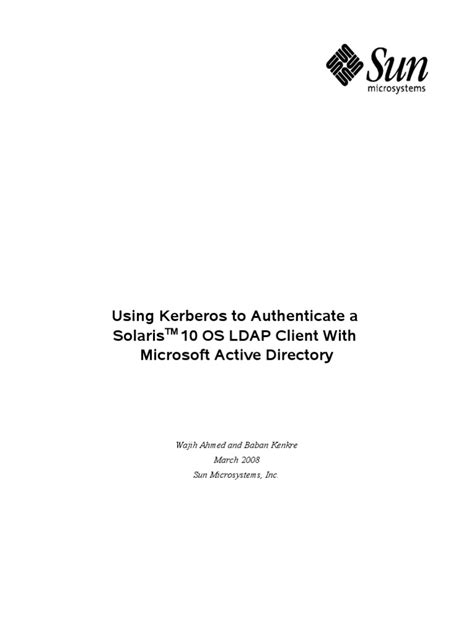 using kerberos to authenticate a solaris 10 os ldap client with
