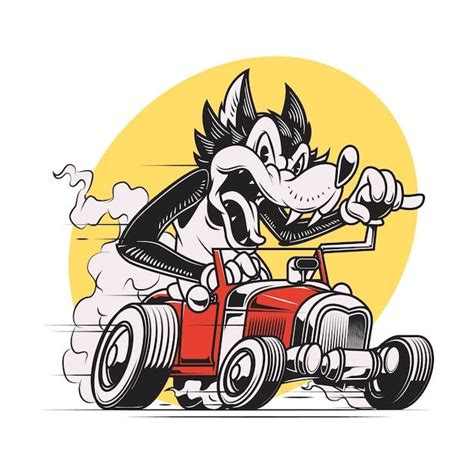 Premium Vector Cartoon Wolf Racer Ilustrações Desenhos Aleatórios