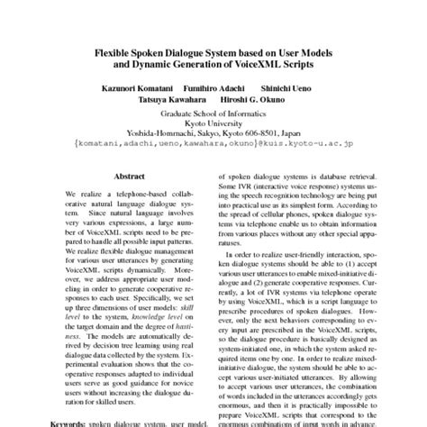 Flexible Spoken Dialogue System Based On User Models And Dynamic Generation Of Voicexml Scripts