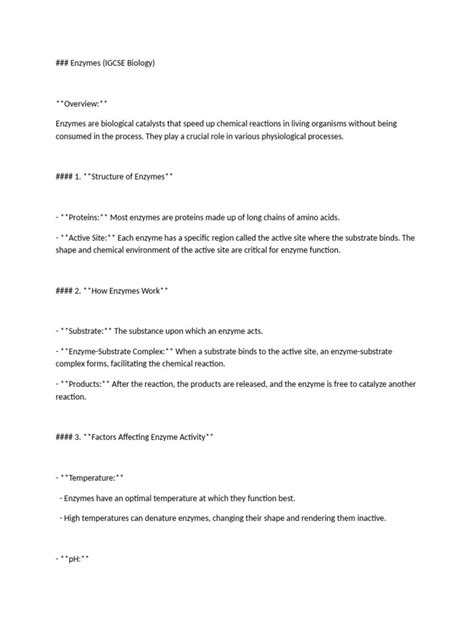Enzymes Igcse Biology Pdf