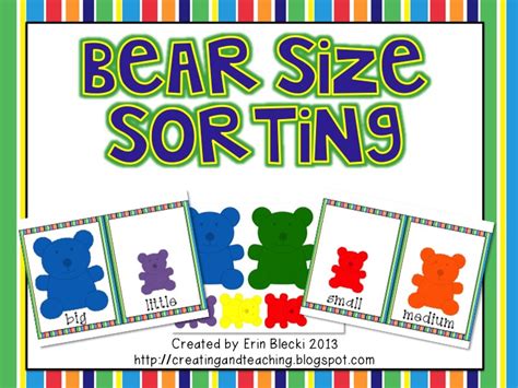 Bear Size Sorting [freebie ] Creating And Teaching