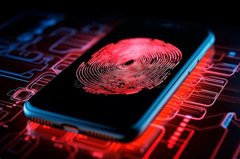 Cybersecurity Of Personal Data Safety On Mobile Smartphone Biometrics Fingerprints Stock Image