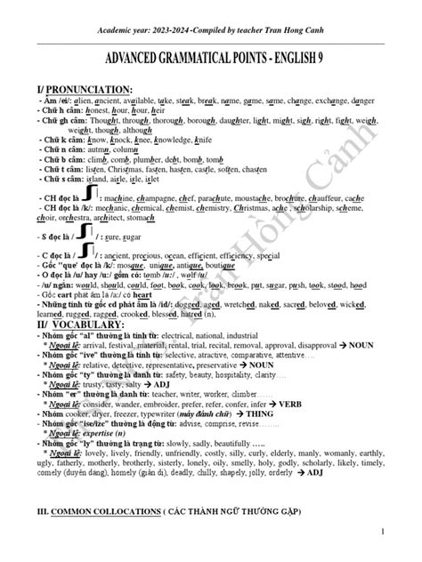 Advanced Grammatical Points Pdf