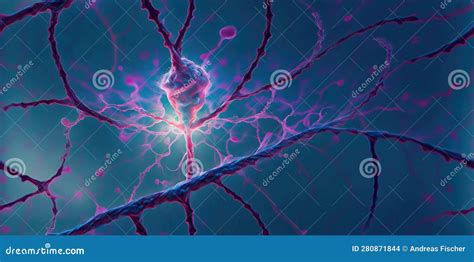 Neurons Cells Concept Showing Neurons Firing And Neural Extensions Stock Illustration