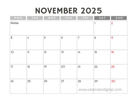 November 2025 Printable Calendar With Holidays Free Pdf