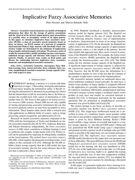 Pdf Implicative Fuzzy Associative Memories