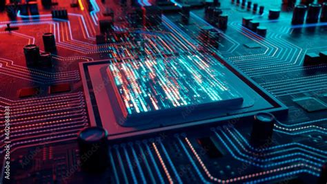 Data Flow In A Motherboard In Pc Processor Among Circuits And Electronics CPU Stock Video