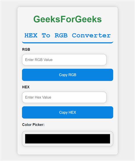 Design Hex To Rgb Converter Using Reactjs Geeksforgeeks