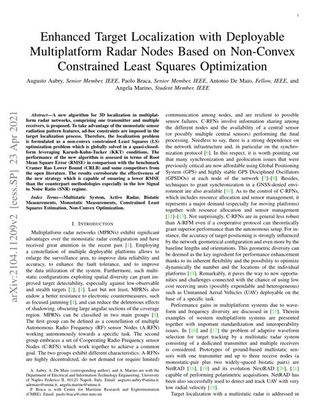 PDF Enhanced Target Localization With Deployable Multiplatform Radar Nodes Based On Non Convex