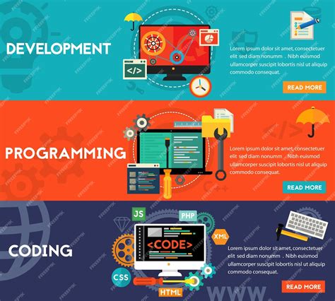 Premium Vector Programming Development And Coding Concept Banners