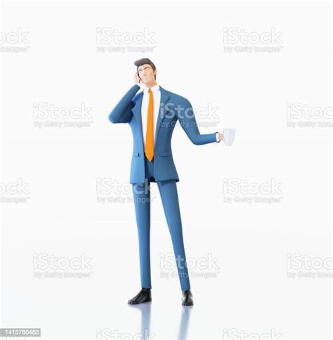 전화로 이야기하는 성공적인 사업가 바쁜 사람 전문가 도움 지원 자문 개념 3d 렌더링 일러스트레이션 개념에 대한 스톡 사진 및 기타 이미지 Istock