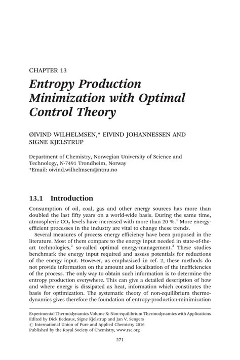 Pdf Entropy Production Minimization With Optimal Control Theory