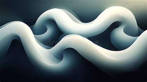 Abstract White Waves Flowing Dark Background Stock Illustration