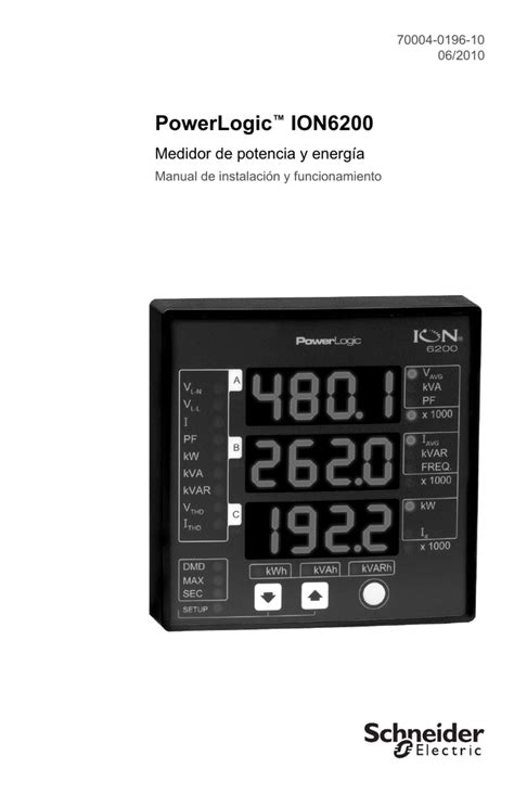 Schneider Electric Powerlogic Ion6200 Guía Del Usuario Manualzz