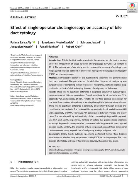 Pdf Effect Of Single Operator Cholangioscopy On Accuracy Of Bile Duct Cytology