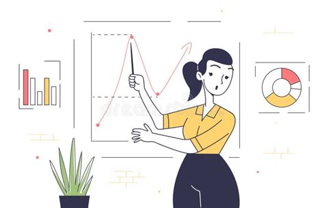 Data Analysis Woman Vector Linear Stock Vector Illustration Of Work Girl 302698581
