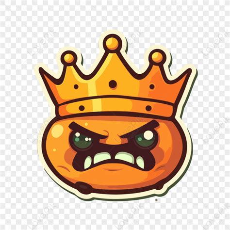 화난 얼굴과 왕관 클립 아트가 있는 주황색 스티커 벡터상표 Png 일러스트 무료 다운로드 Lovepik
