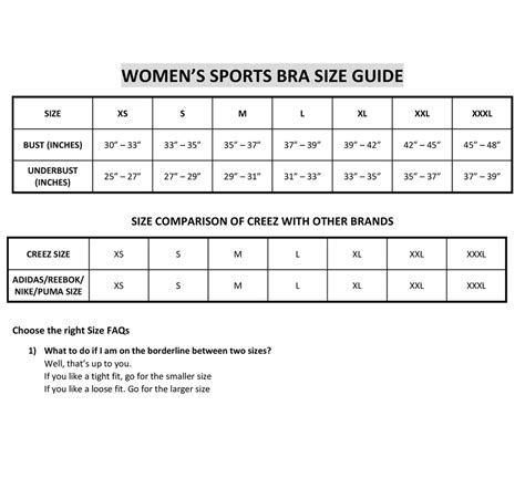 Sports Bra Size Chart And Fitting Guide Icvgr