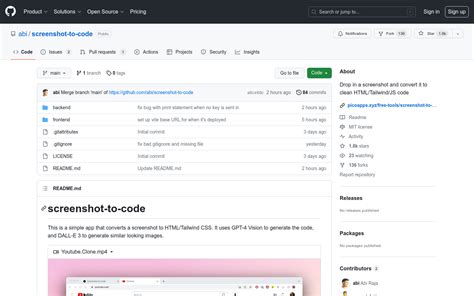 Screenshot To Code 将截图转换为htmltailwind Css代码的应用程序