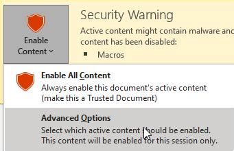 Enabling Macros For An E Mailed Workbook Microsoft Excel