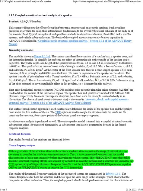 8 1 2 Coupled Acoustic Structural Analysis Of A Speaker Pdf Steady State Loudspeaker