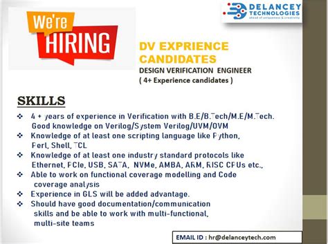 Delancey Technologies Pvt Ltd On Linkedin Hiring Designengineer Verificationengineer Asic